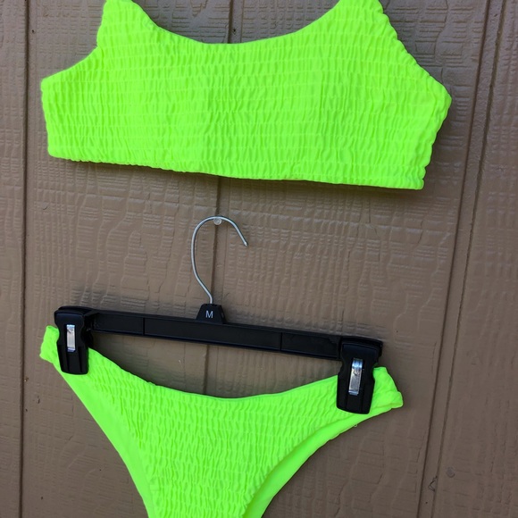 Swim | Lime Green Scrunch Bikini Neon Two Piece Swimsuit | Poshmark
